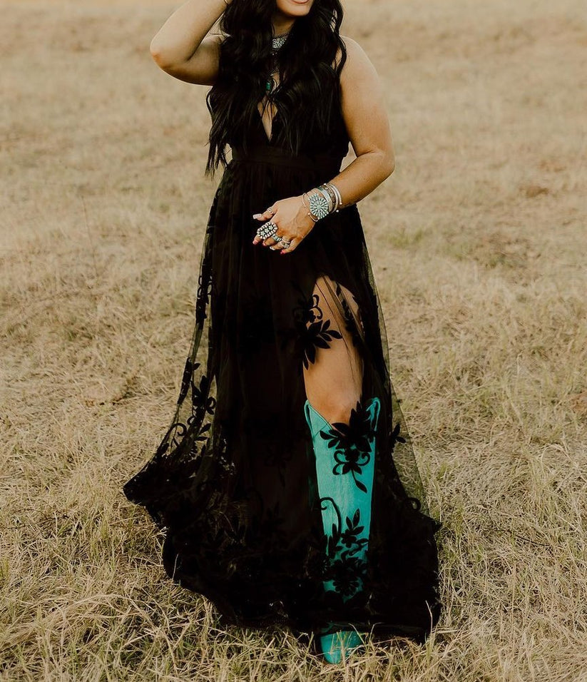 Gorgeous Deep V Neck Printed Dress – Tilame