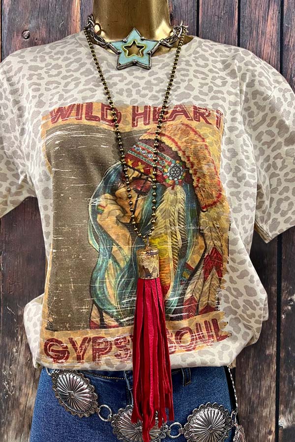 Retro Leopard Gypsy Print T-shirt – Tilame