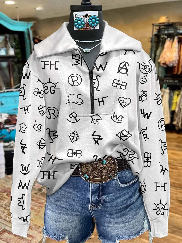 Western Print Cozy Plush Sweatshirt – Tilame